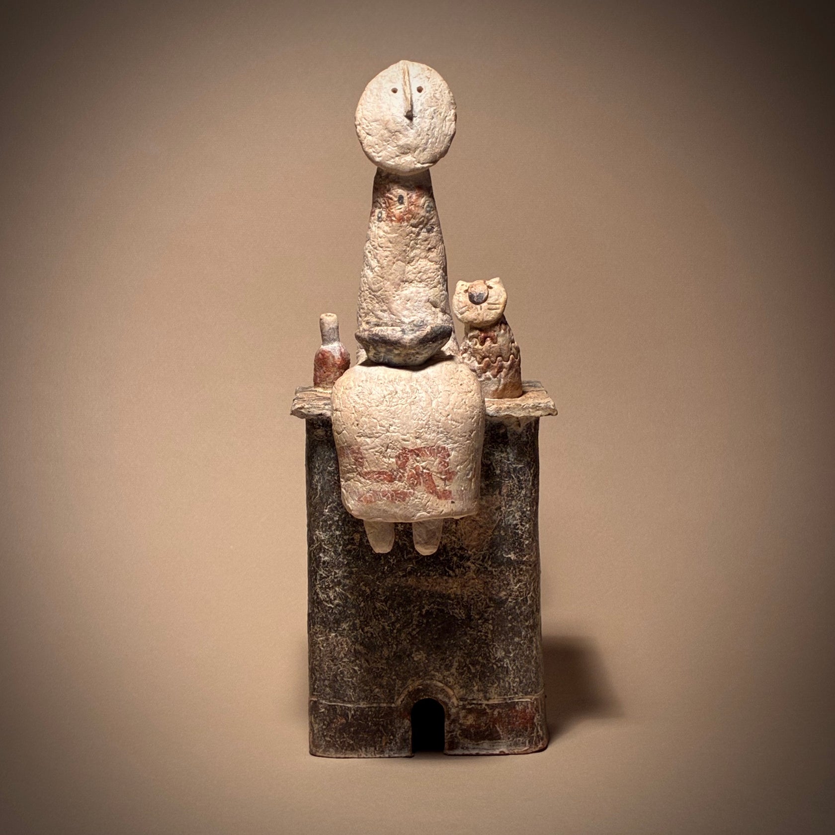 'Seated Figure with Cat' by Derek Matthews – Panter and Hall