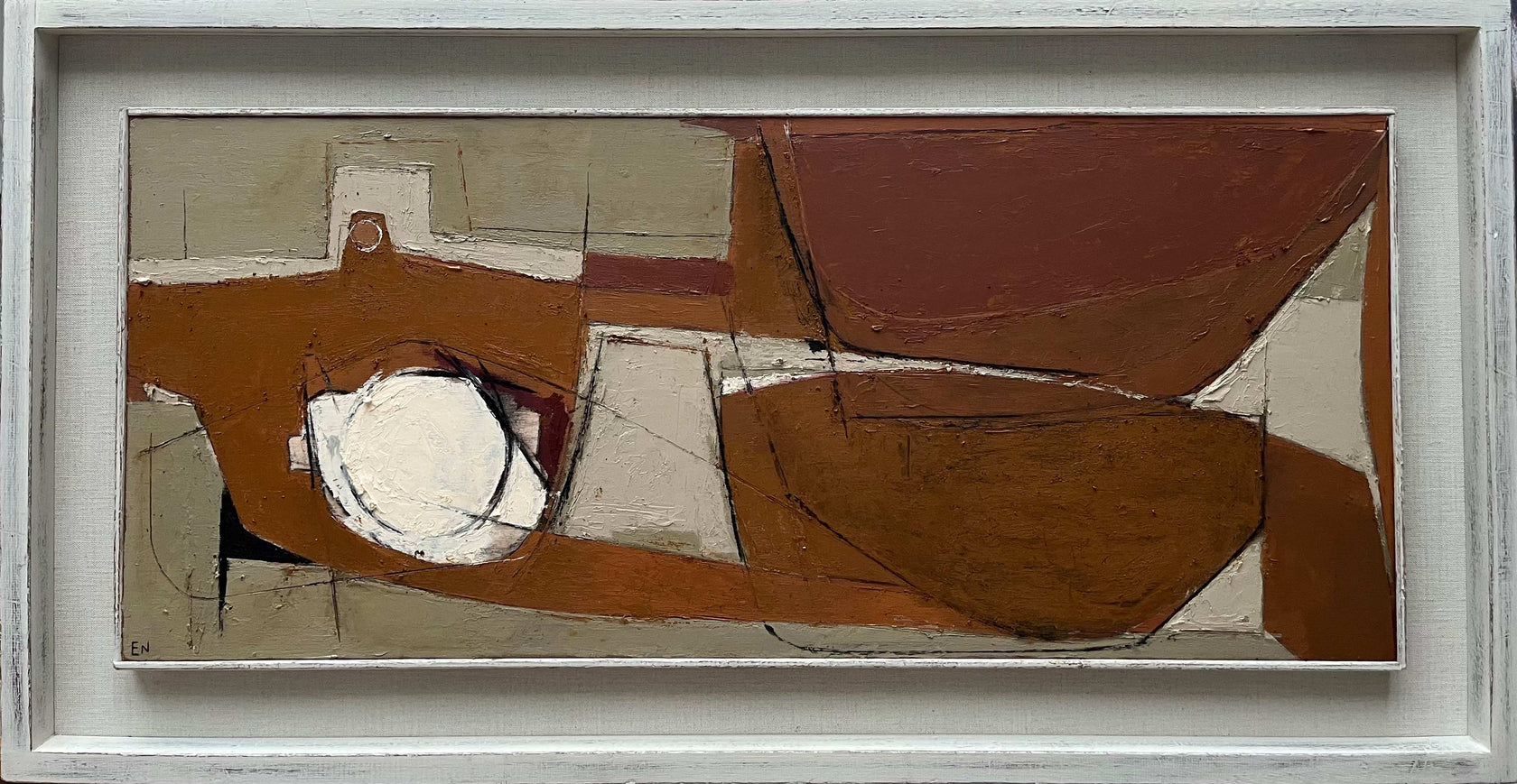 'Orange Figure with White Circle' by Modern British artist Elizabeth ...