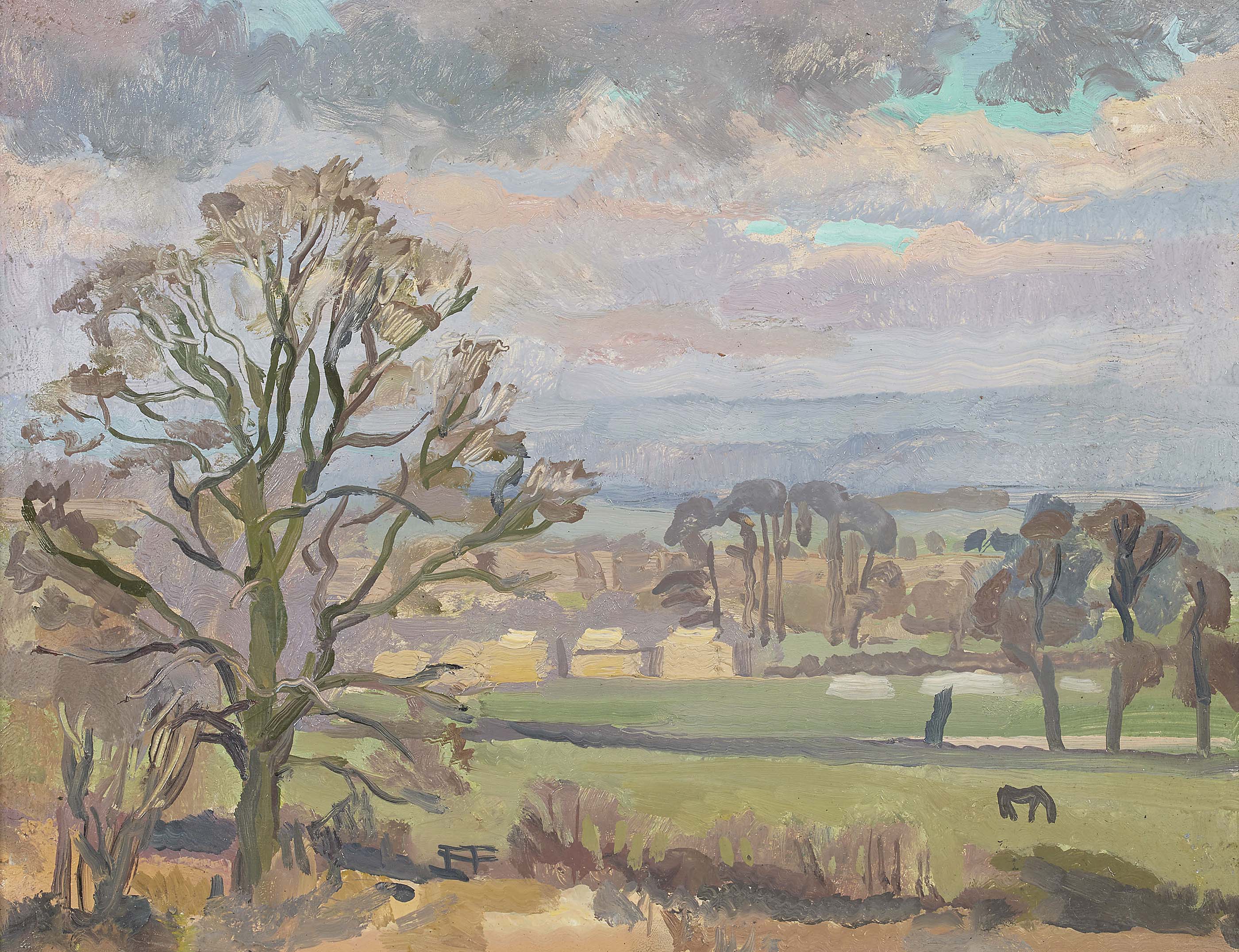 Modern British artist Stephen Bone original painting 'Scottish ...
