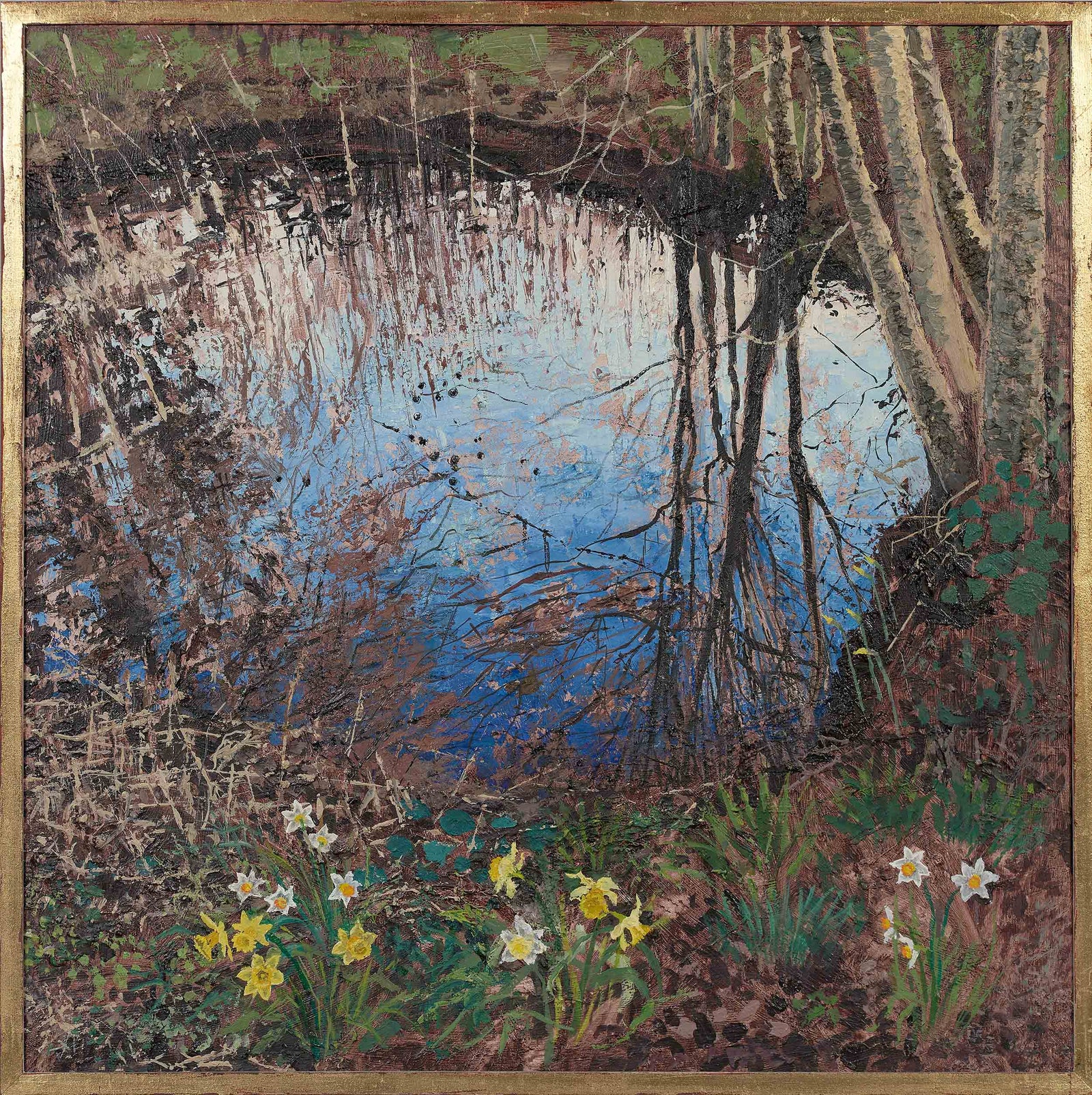 Alex Uxbridge original painting 'Pond Reflection, Spring' – Panter and Hall
