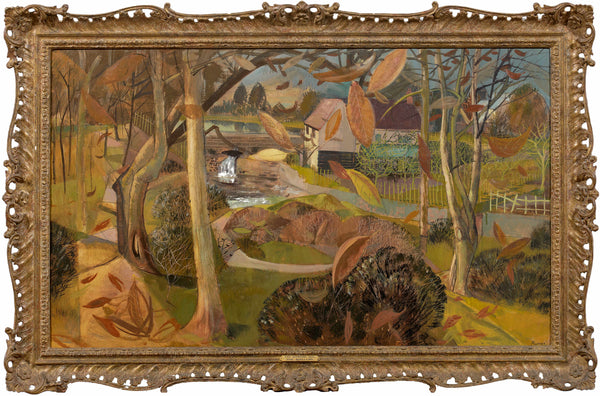 Bruce Barnden (1925-2009) Modern British artist 'The Mill House, Autumn ...