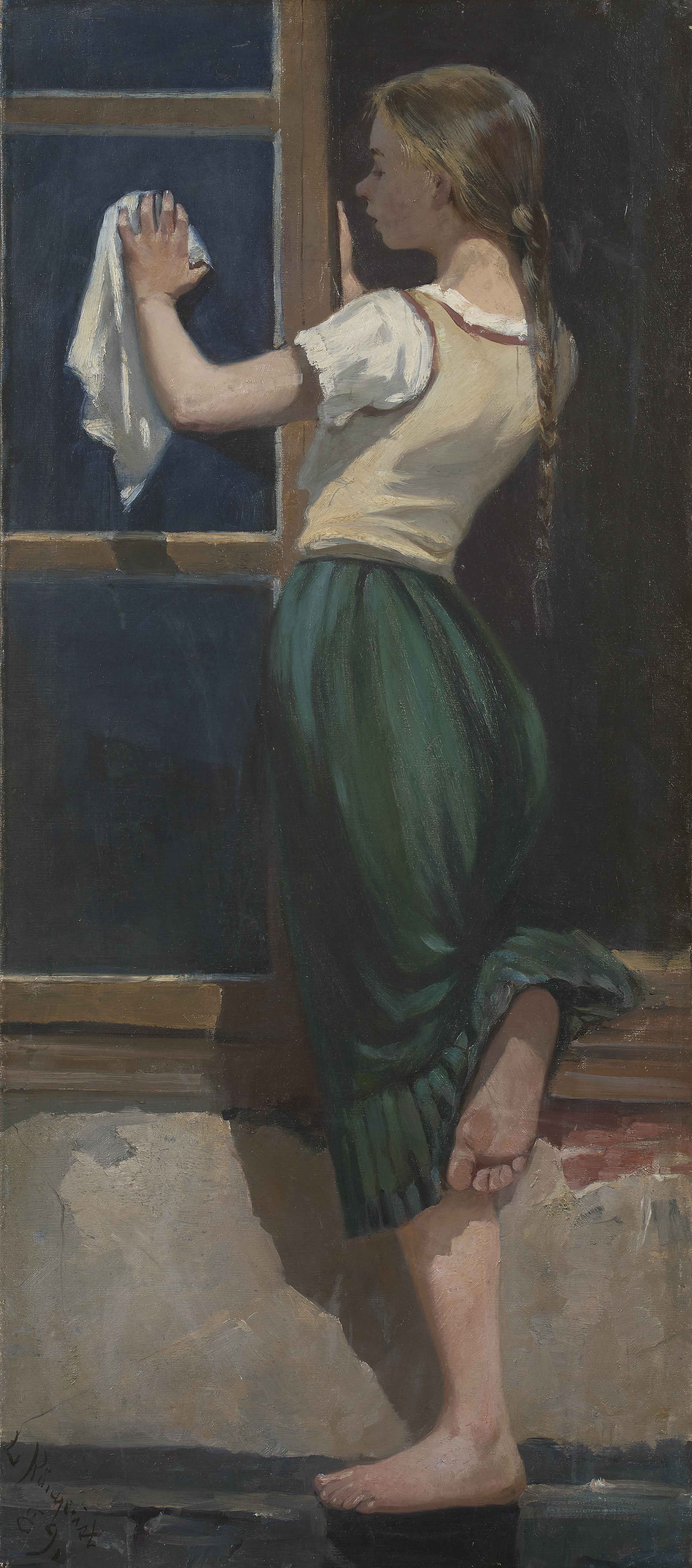 Lotten Rönquist (1864-1912) Modern Swedish painter 'Morning Chores ...