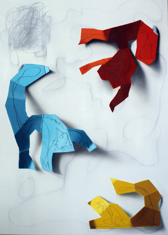 Donald Macdonald Scottish Art photorealism 'Three Cats with String 1 ...