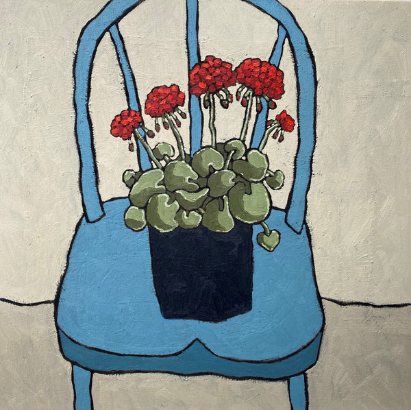 'Blue Chair, Red Geranium' by Contemporary British Artist Jane Hooper ...
