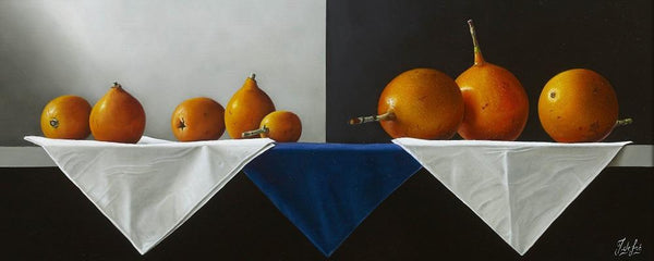 Johan de Fre Contemporary Dutch realist Still Life 'Loquat Medlars ...