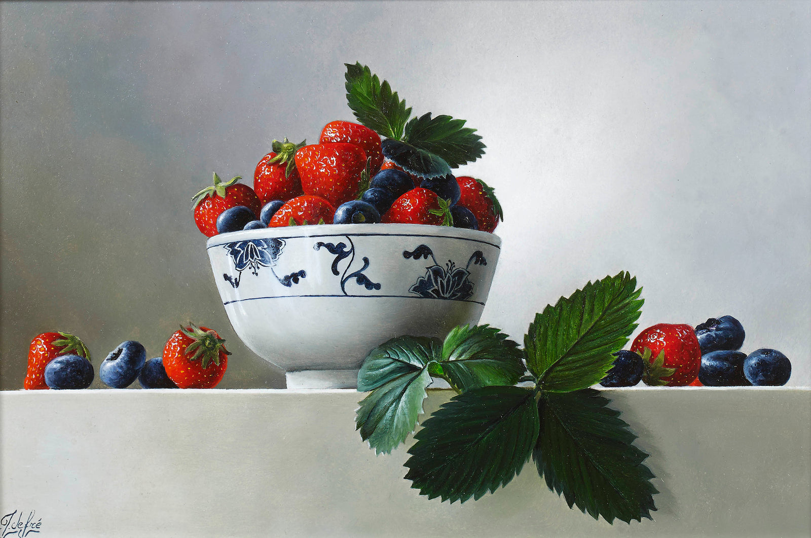 Johan de Fre Contemporary Dutch Still Life: Strawberries & Blueberries ...