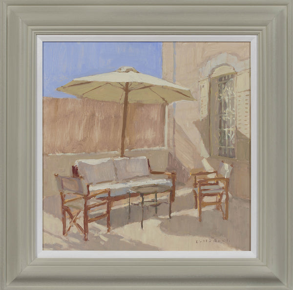 Lotta Teale British artist 'Umbrella on the terrace' – Panter and Hall