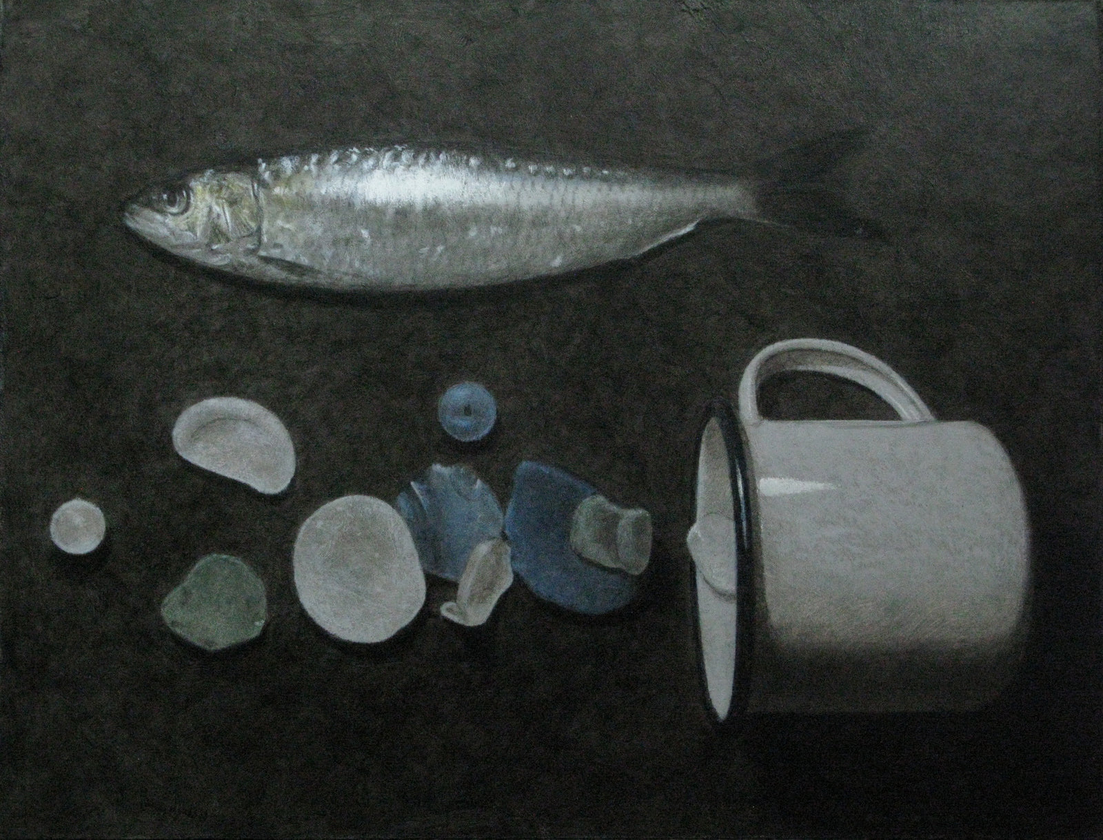 Rob Pittam Contemporary British Figurative art Sardine and Sea Glass ...