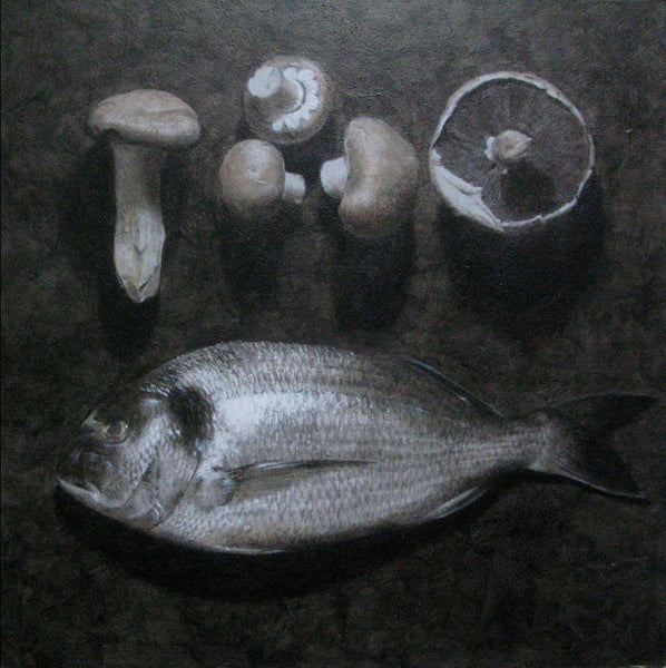 Rob Pittam contemporary British figurative art 'Seabream and Mushrooms ...