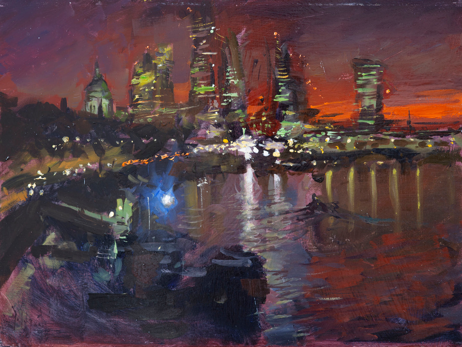 Rob Pointon British Plein Air Artist 'Breaking Dawn, Waterloo Bridge ...