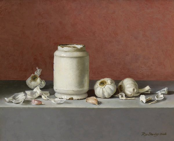 Roy Barley Still Life Artist 'Old White Delft Pot with Garlic' – Panter ...
