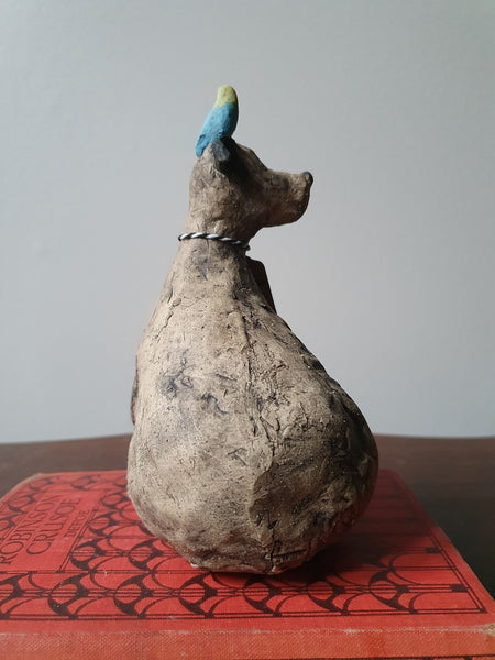 Sam Toft ceramic dog sculpture '#13 Doris with Almondine Budgie ...