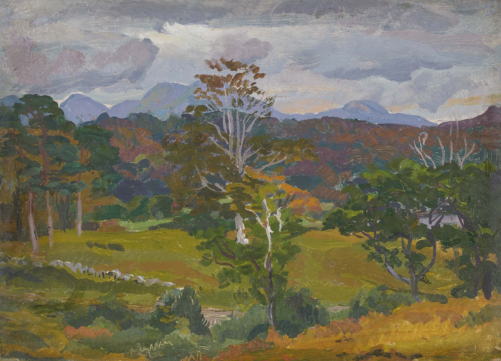 Modern British artist Stephen Bone original painting 'Scottish ...